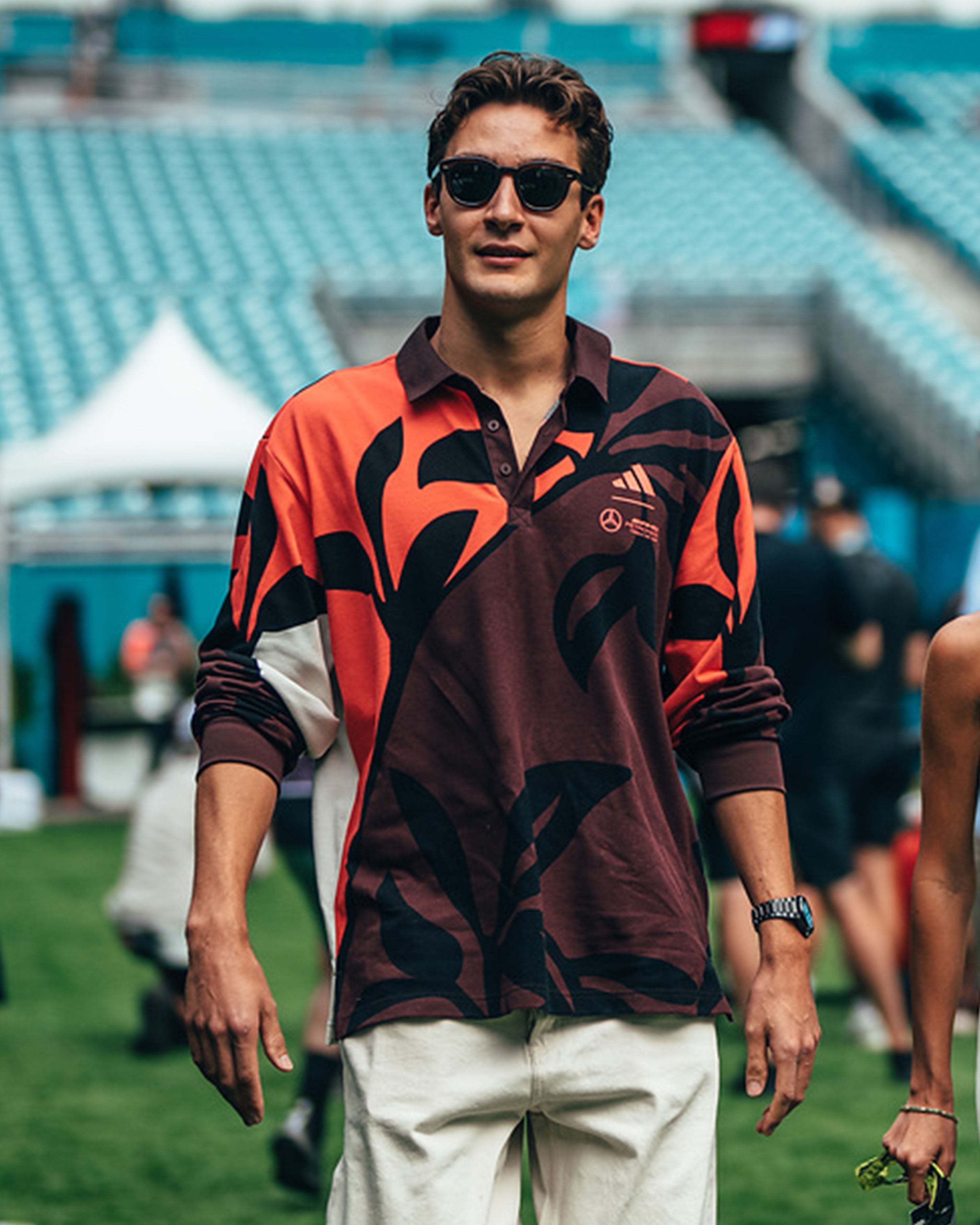 Mens Miami Long Sleeve Polo Floral | Official Mercedes-AMG PETRONAS F1 ...